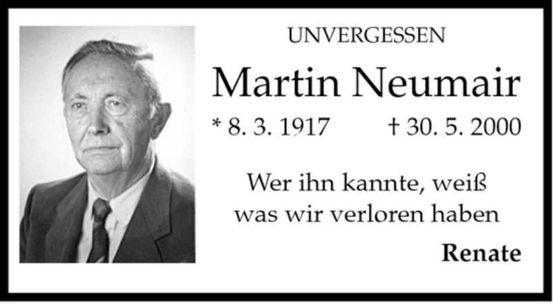 Traueranzeigen von Martin Neumair | trauer.merkur.de