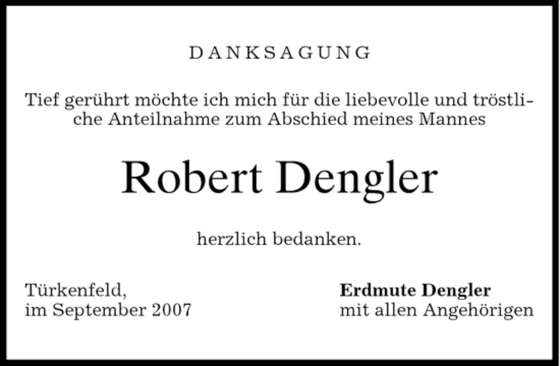 Traueranzeigen von Robert Dengler | trauer.merkur.de