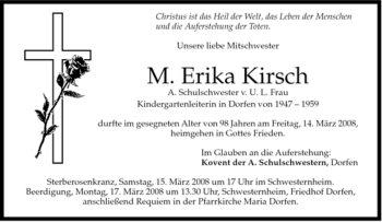 Traueranzeigen von M. Erika Kirsch | trauer.merkur.de
