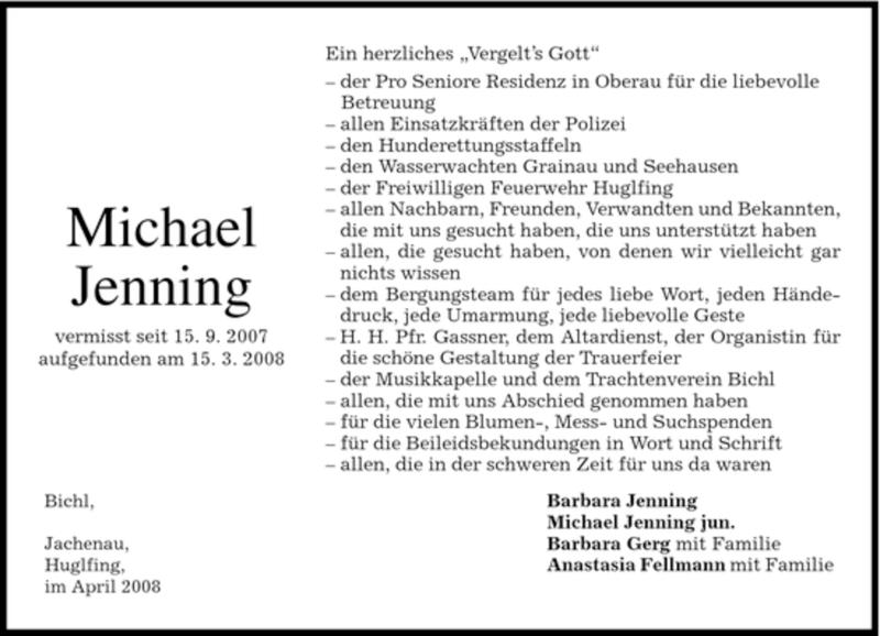 Traueranzeigen von Michael Jenning | trauer.merkur.de
