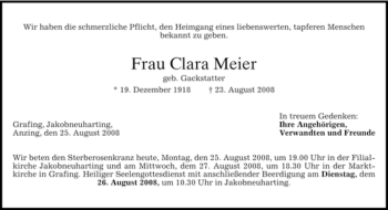 Traueranzeigen von Clara Meier | trauer.merkur.de