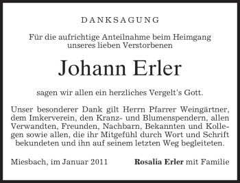 Traueranzeigen von Johann Erler | trauer.merkur.de