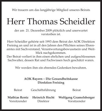 Traueranzeigen von Thomas Scheidler | trauer.merkur.de