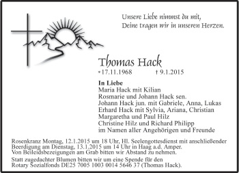 Traueranzeigen von Thomas Hack | trauer.merkur.de