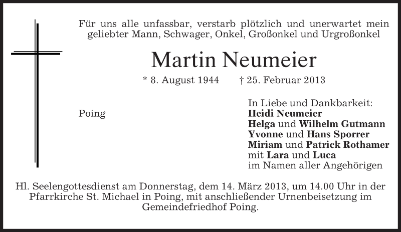 Traueranzeigen von Martin Neumeier | trauer.merkur.de