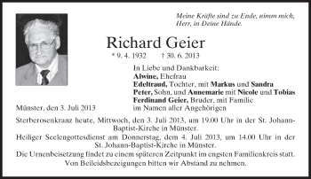 Traueranzeigen von Richard Geier | trauer.merkur.de
