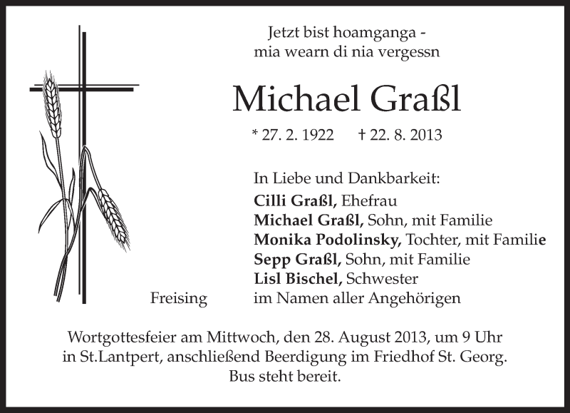 Traueranzeigen von Michael Graßl | trauer.merkur.de