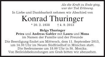 Traueranzeigen von Konrad Thuringer | trauer.merkur.de