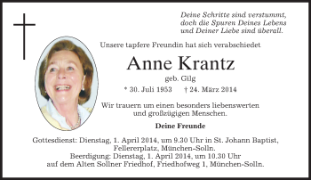 Traueranzeigen von Anne Krantz | trauer.merkur.de
