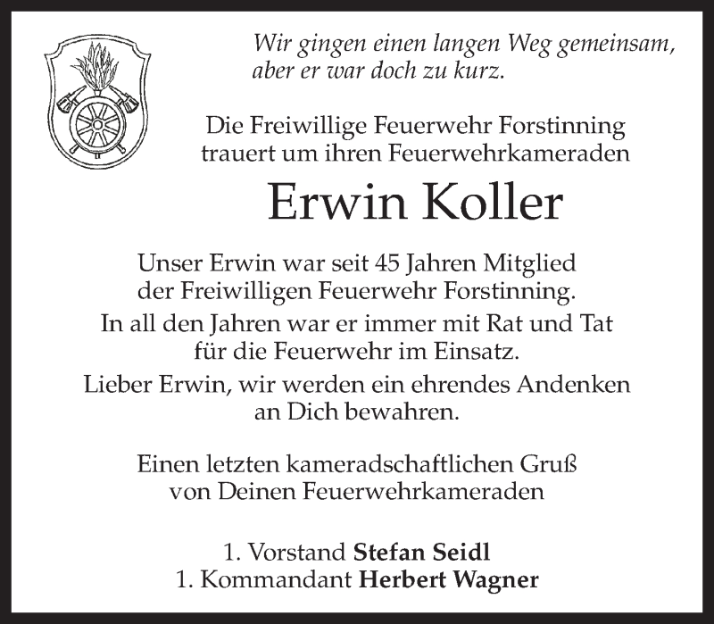 Traueranzeigen von Erwin Koller | trauer.merkur.de