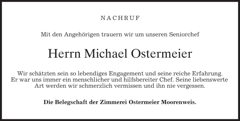 Traueranzeigen von Michael Ostermeier | trauer.merkur.de
