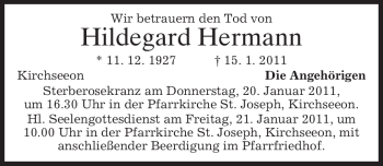 Traueranzeigen von Hildegard Hermann | trauer.merkur.de