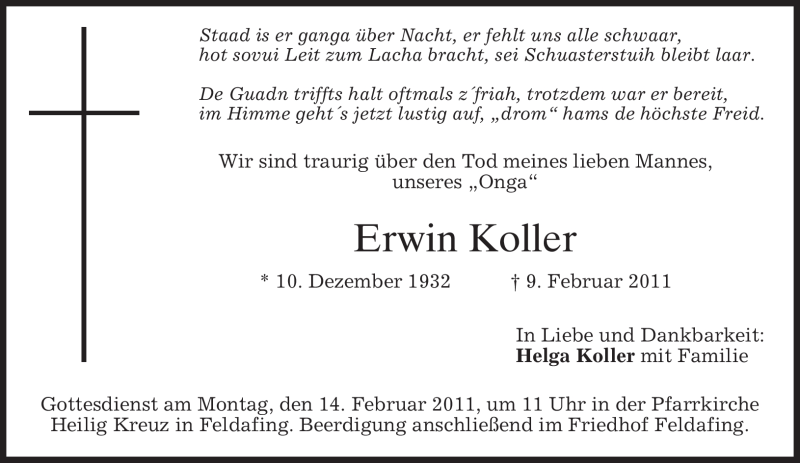 Traueranzeigen von Erwin Koller | trauer.merkur.de