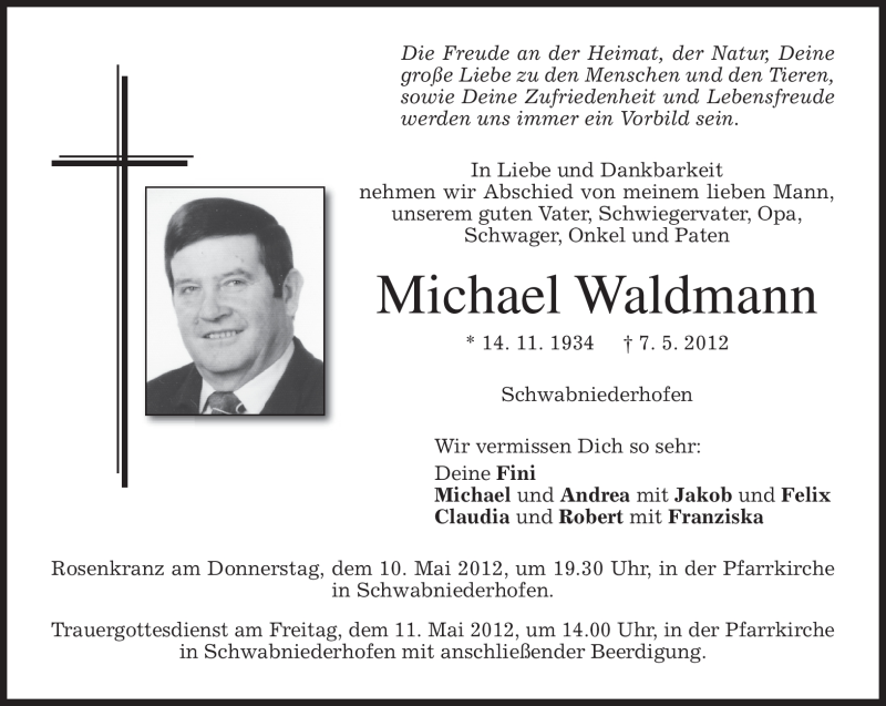 Traueranzeigen von Michael Waldmann | trauer.merkur.de