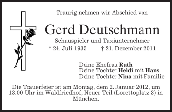 Traueranzeigen von Gerd Deutschmann | trauer.merkur.de