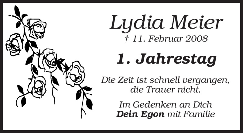 Traueranzeigen von Lydia Meier | trauer.merkur.de