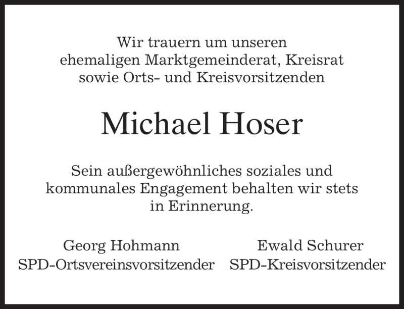 Traueranzeigen von Michael Hoser | trauer.merkur.de