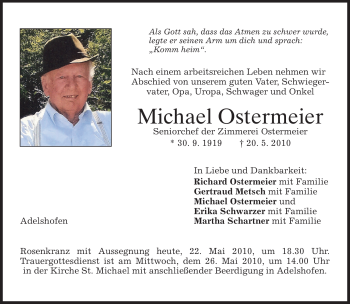 Traueranzeigen von Michael Ostermeier | trauer.merkur.de