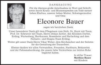 Traueranzeigen von Eleonore Bauer | trauer.merkur.de