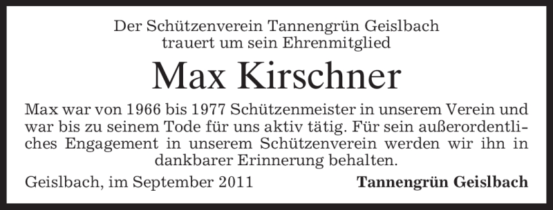 Traueranzeigen von Max Kirschner | trauer.merkur.de