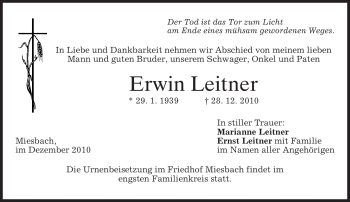 Traueranzeigen von Erwin Leitner | trauer.merkur.de