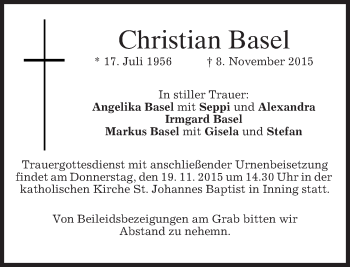 Traueranzeigen von Christian Basel | trauer.merkur.de