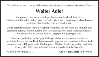 Traueranzeigen von Walter Adler | trauer.merkur.de