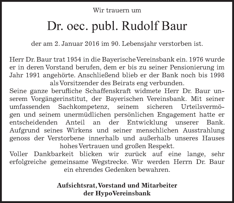 Traueranzeigen von Rudolf Baur | trauer.merkur.de
