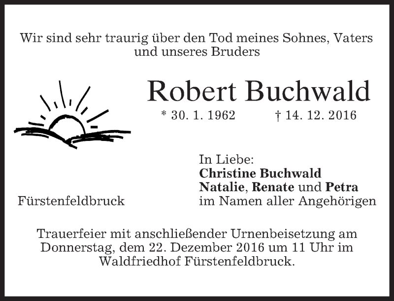 Traueranzeigen von Robert Buchwald | trauer.merkur.de
