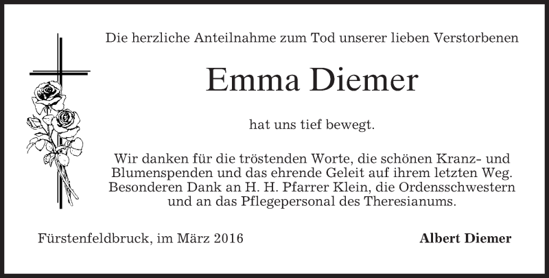 Traueranzeigen von Emma Diemer | trauer.merkur.de