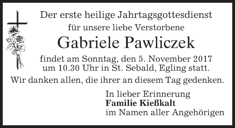 Traueranzeigen von Gabriele Pawliczek | trauer.merkur.de