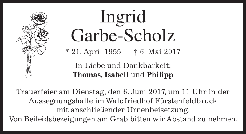 Traueranzeigen von Ingrid Garbe-Scholz | trauer.merkur.de