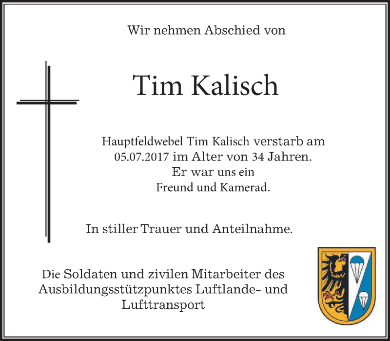 Traueranzeigen von Tim Kalisch | trauer.merkur.de