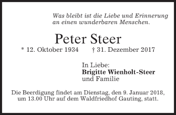 Traueranzeigen von Peter Steer | trauer.merkur.de