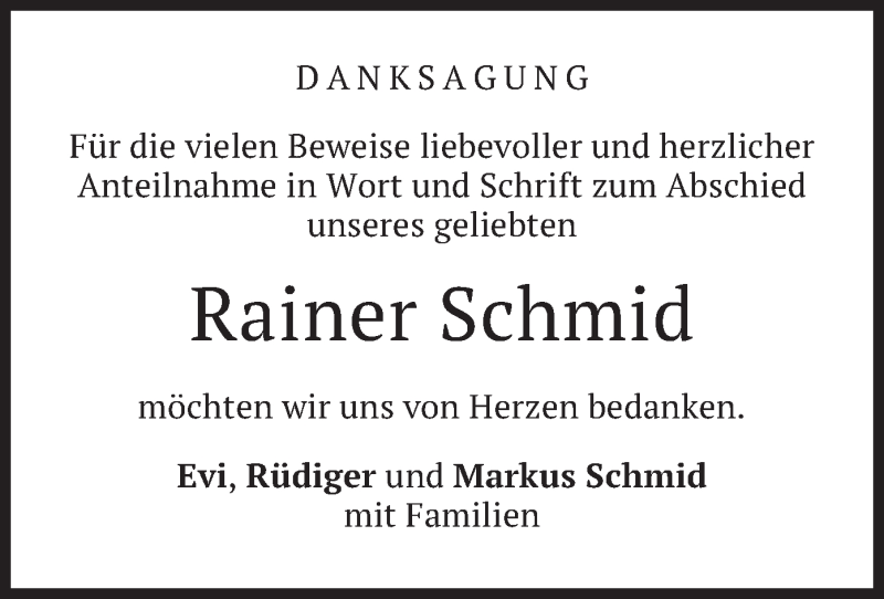 Traueranzeigen von Rainer Schmid | trauer.merkur.de