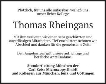 Traueranzeigen von Thomas Rheingans | trauer.merkur.de