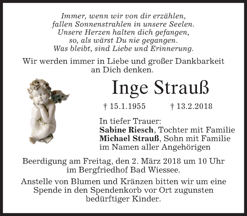 Traueranzeigen von Inge Strauß | trauer.merkur.de