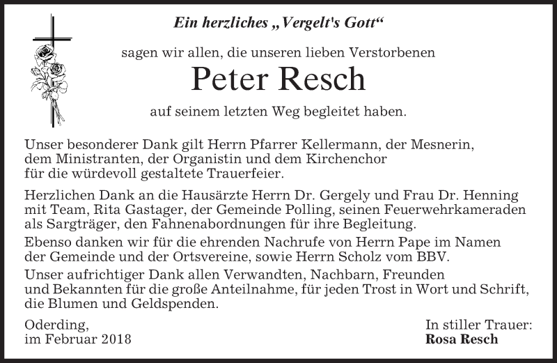 Traueranzeigen von Peter Resch | trauer.merkur.de