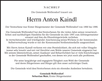 Traueranzeigen von Anton Kaindl | trauer.merkur.de
