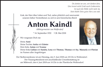 Traueranzeigen von Anton Kaindl | trauer.merkur.de