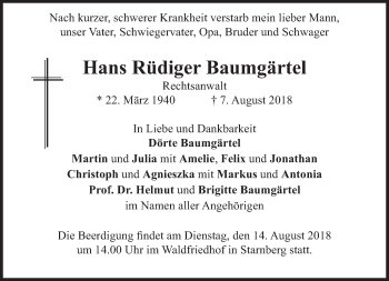 Traueranzeigen von Hans Rüdiger Baumgärtel | trauer.merkur.de