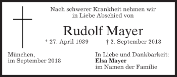 Traueranzeigen von Rudolf Mayer | trauer.merkur.de