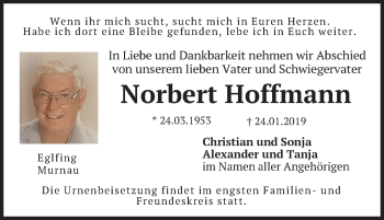 Traueranzeigen von Norbert Hoffmann | trauer.merkur.de