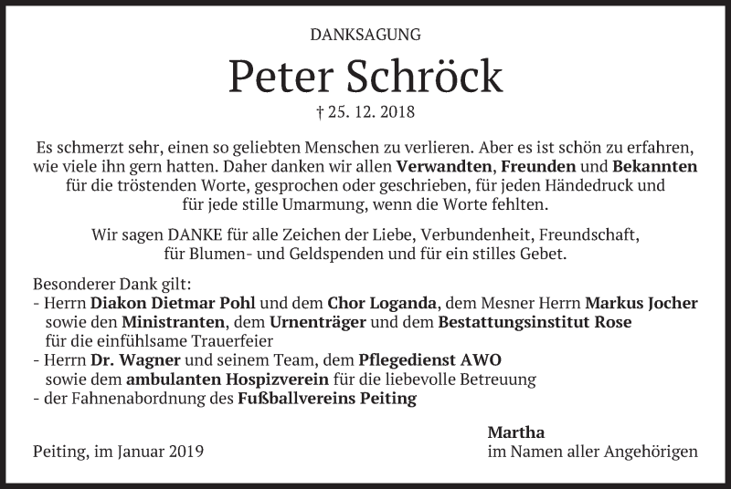 Traueranzeigen von Peter Schröck | trauer.merkur.de
