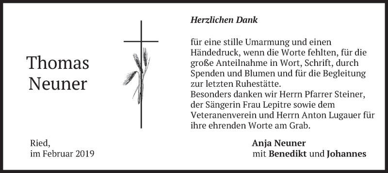 Traueranzeigen von Thomas Neuner | trauer.merkur.de