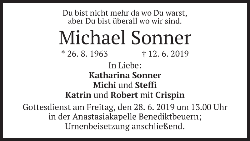 Traueranzeigen von Michael Sonner | trauer.merkur.de