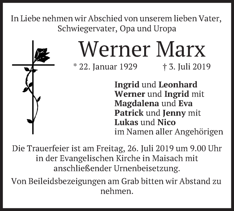 Traueranzeigen von Werner Marx | trauer.merkur.de