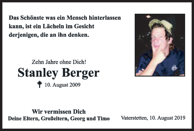 Traueranzeigen von Stanley Berger | trauer.merkur.de