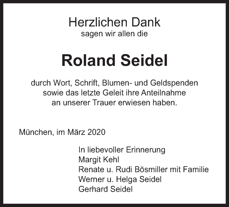 Traueranzeigen von Roland Seidel | trauer.merkur.de