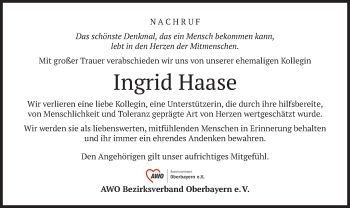 Traueranzeigen von Ingrid Haase | trauer.merkur.de